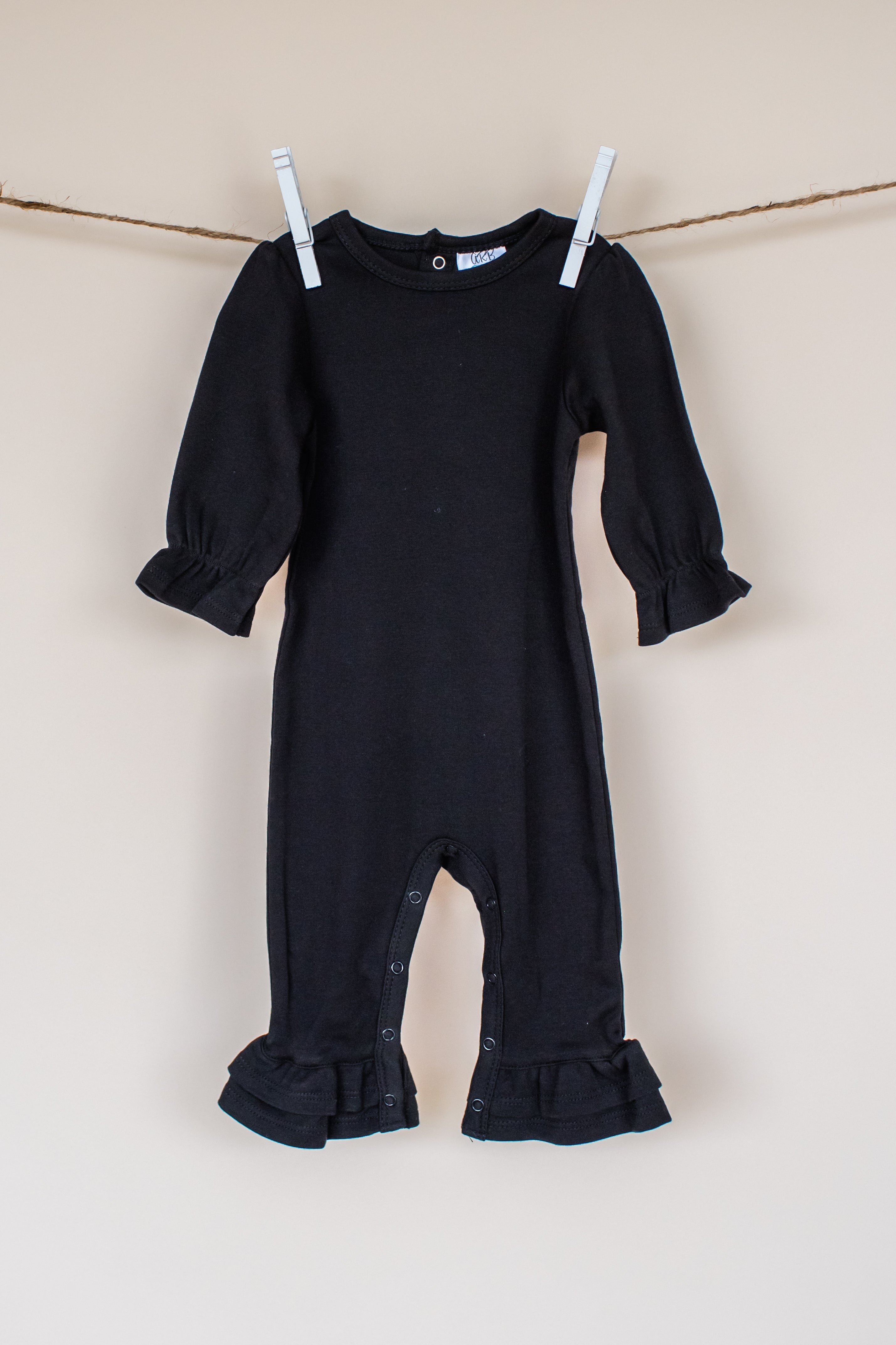 Girl's Long Sleeve Ruffle Rompers - ARB Blanks