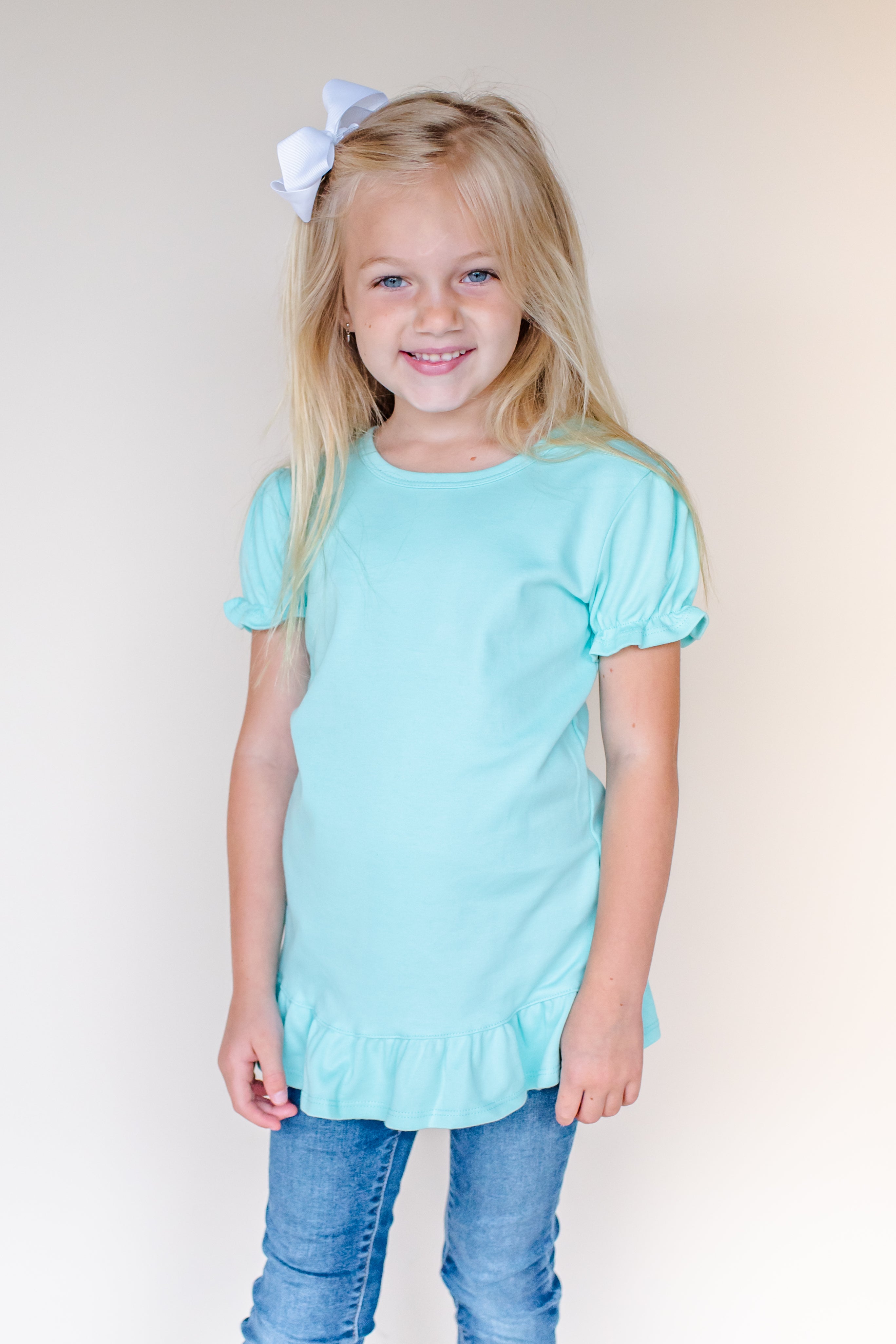 Girl's Short Sleeve Ruffle Shirt - ARB Blanks