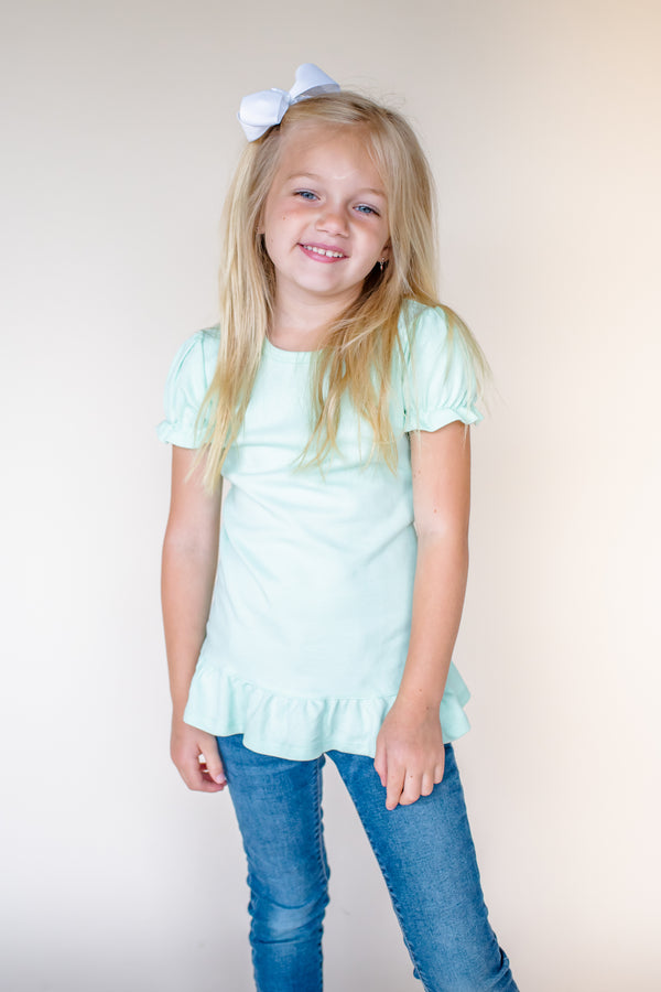 Girl's Short Sleeve Ruffle Shirt - ARB Blanks