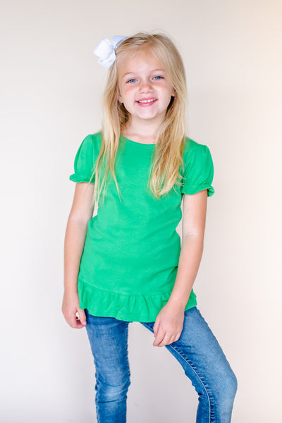 Girl's Short Sleeve Ruffle Shirt - ARB Blanks