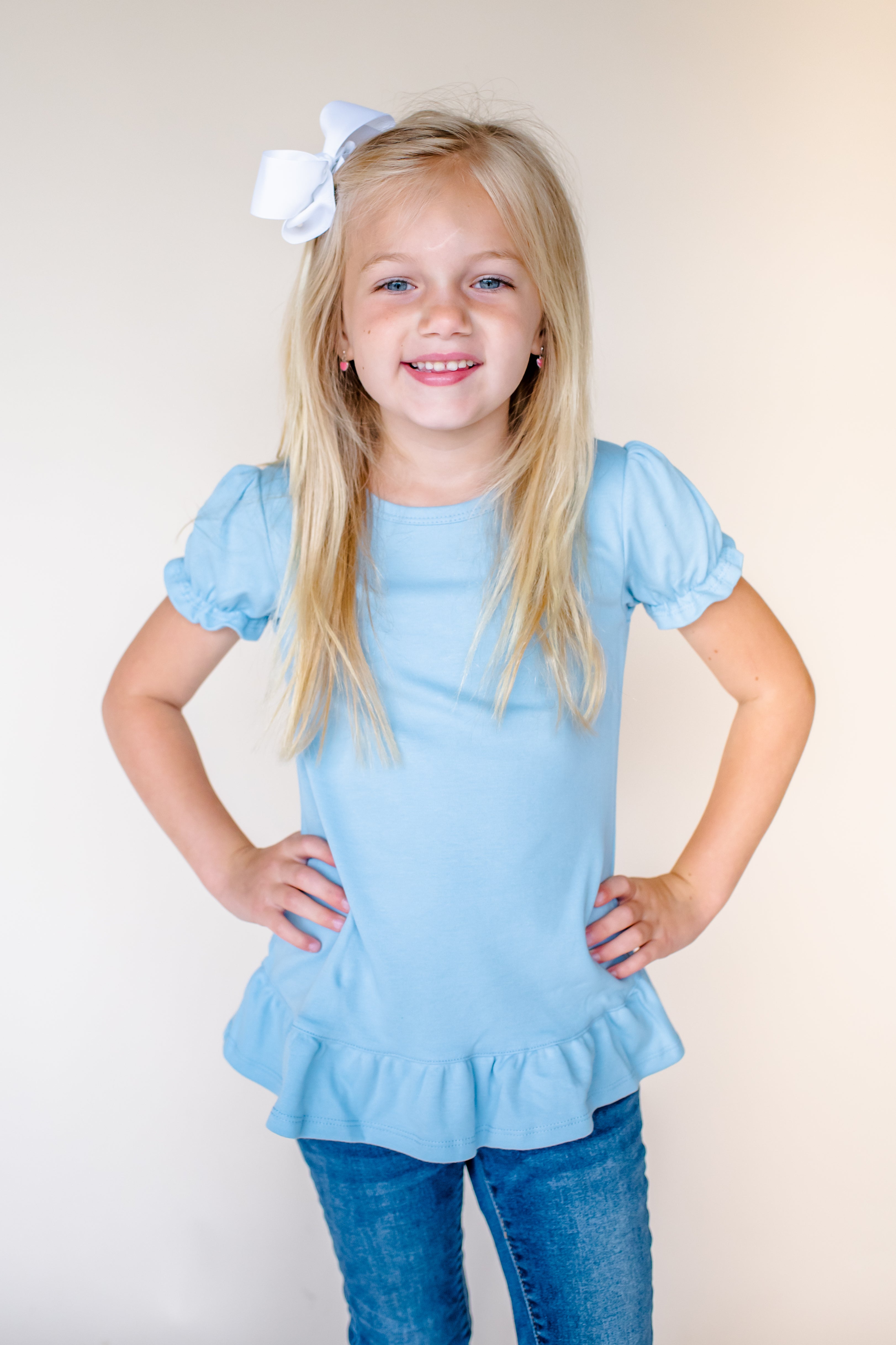 Girl's Short Sleeve Ruffle Shirt - ARB Blanks