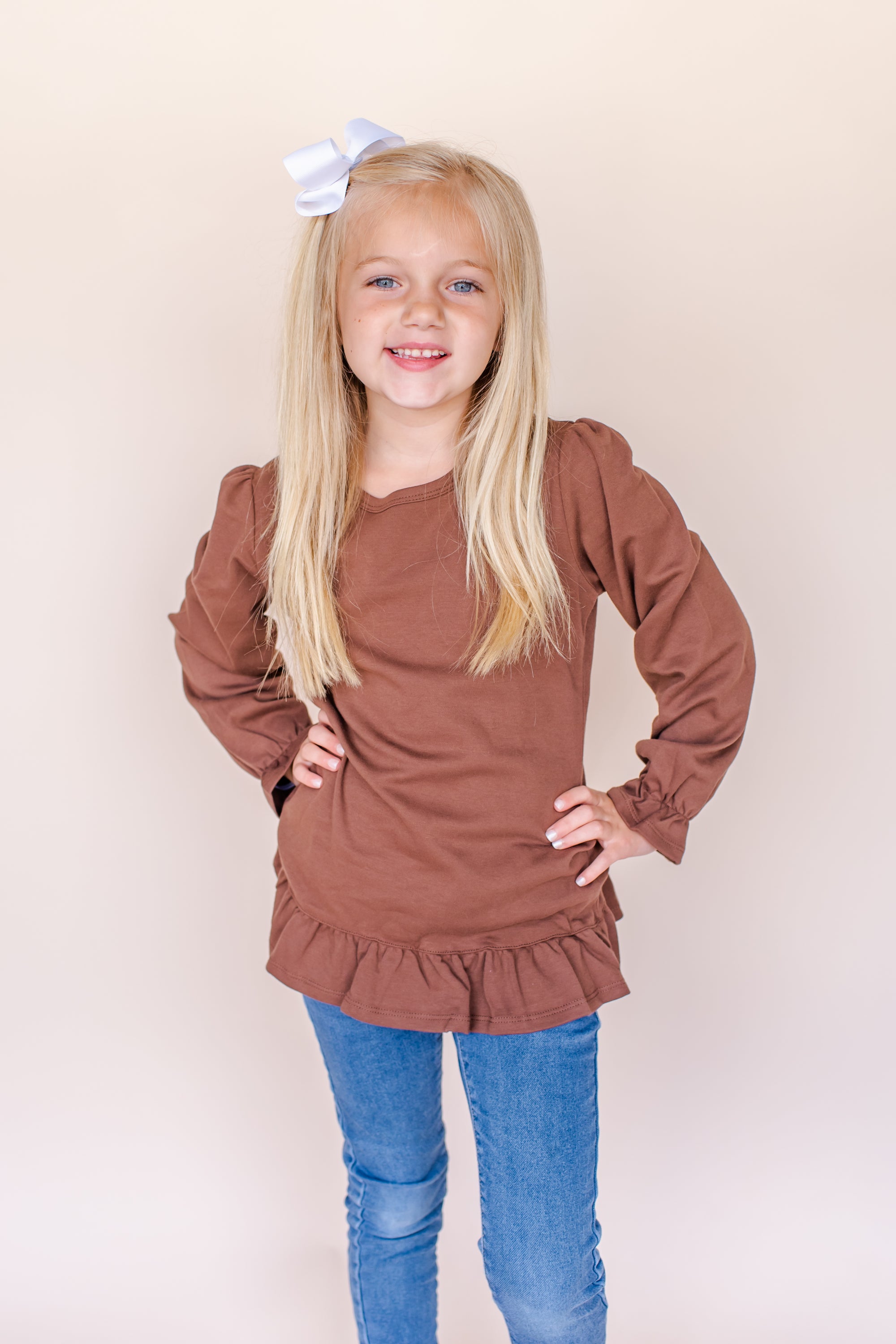 Girl's Long Sleeve Ruffle Shirt (Youth) - ARB Blanks