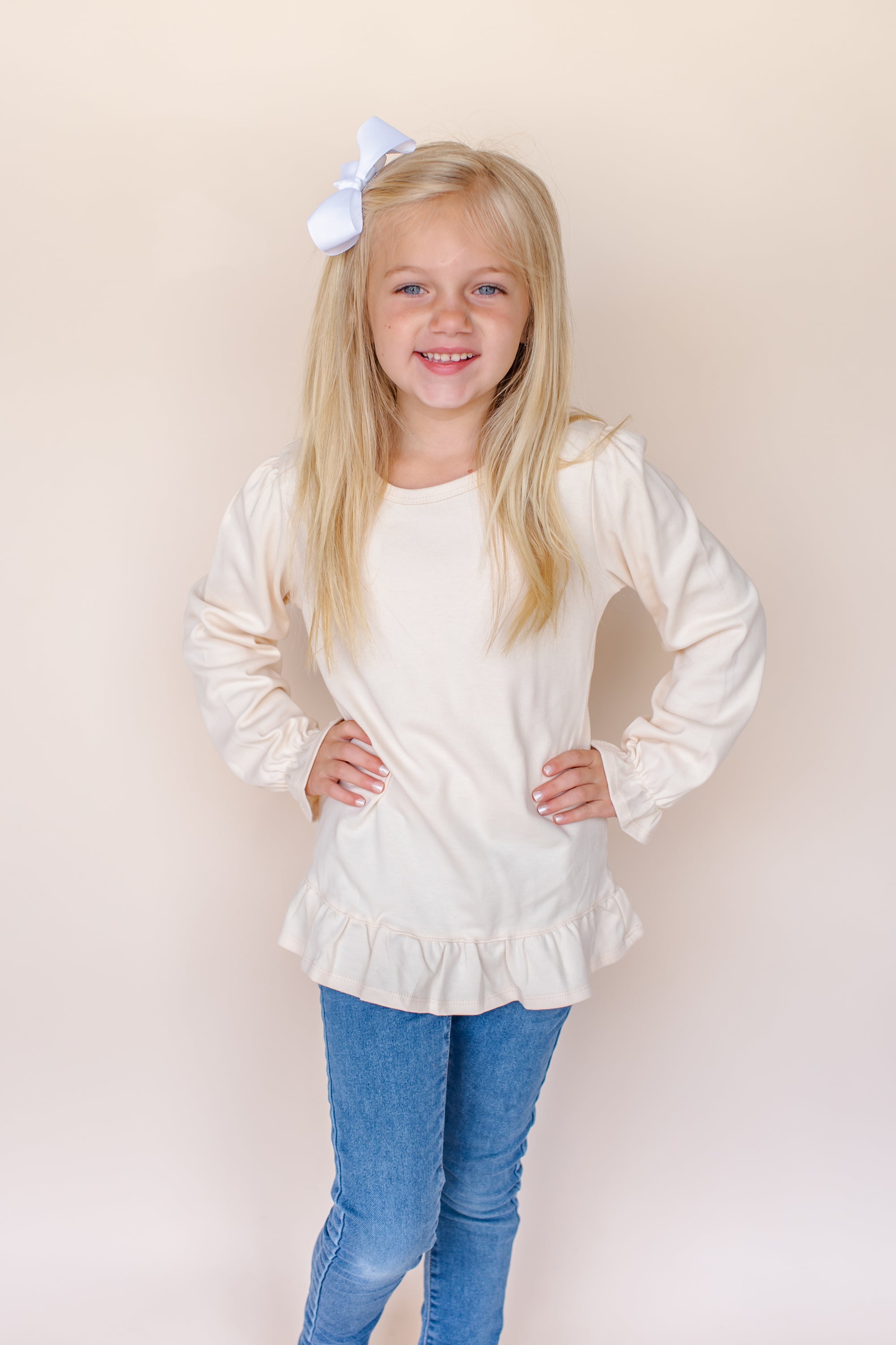 Girl's Long Sleeve Ruffle Shirt - ARB Blanks