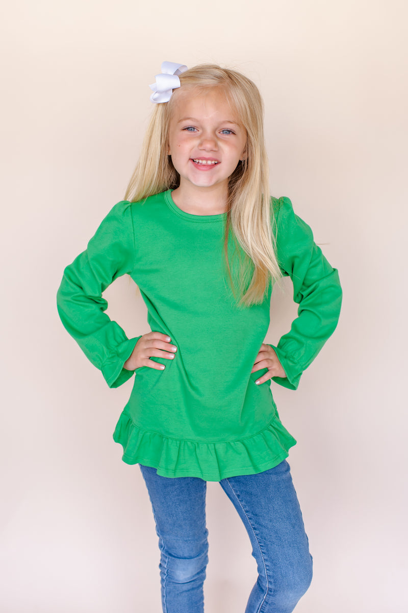 Girl's Long Sleeve Ruffle Shirt - ARB Blanks