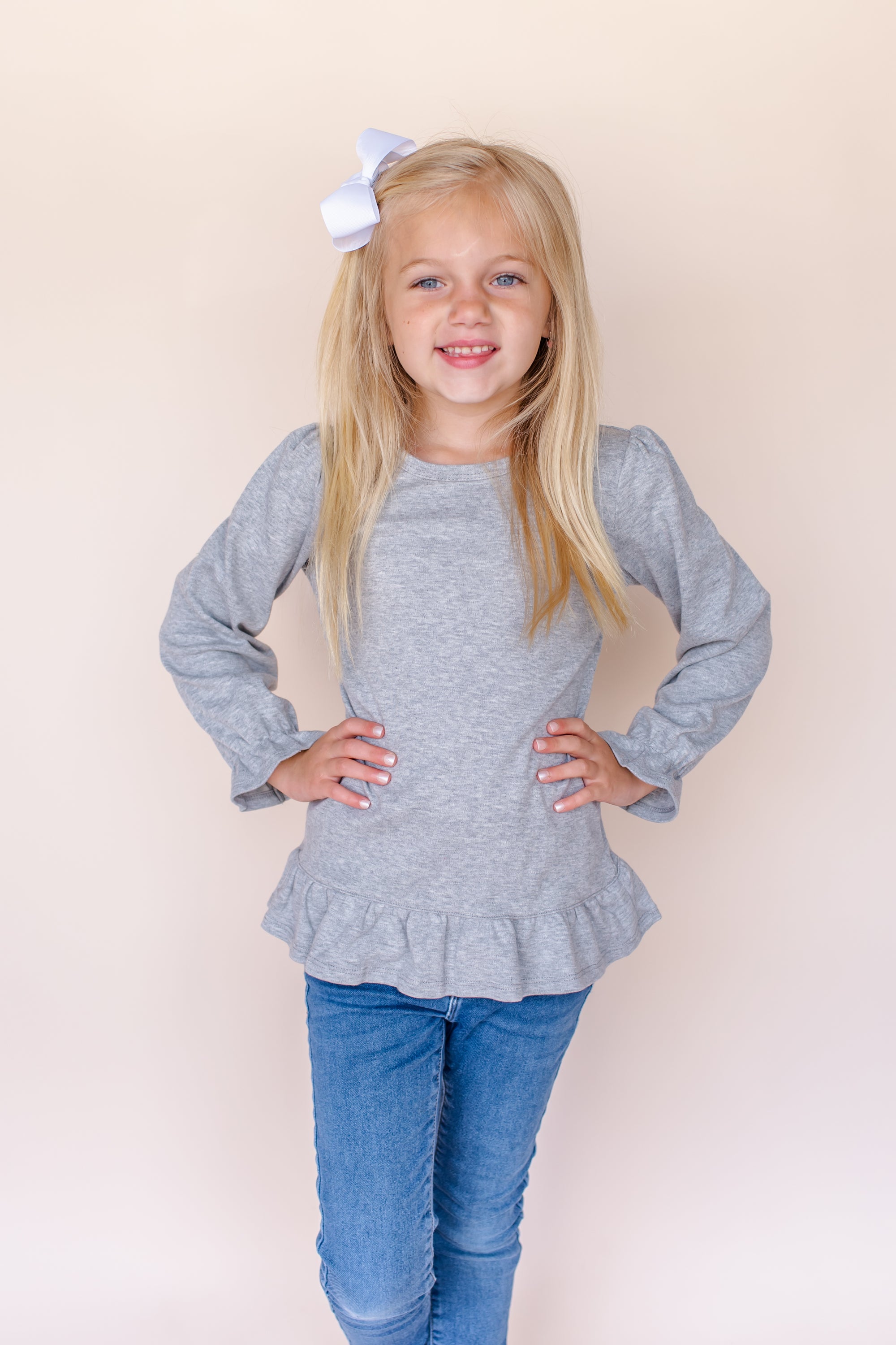 Girl's Long Sleeve Ruffle Shirt - ARB Blanks