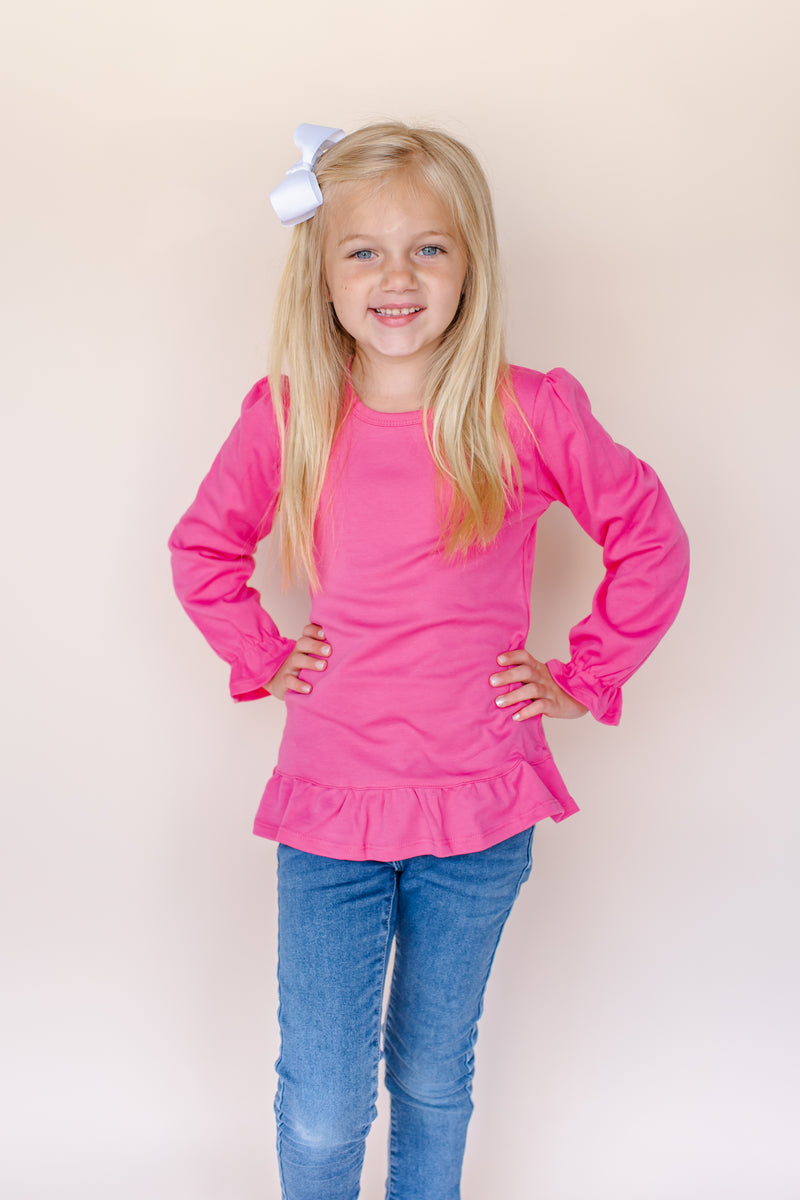 Girl's Long Sleeve Ruffle Shirt - ARB Blanks