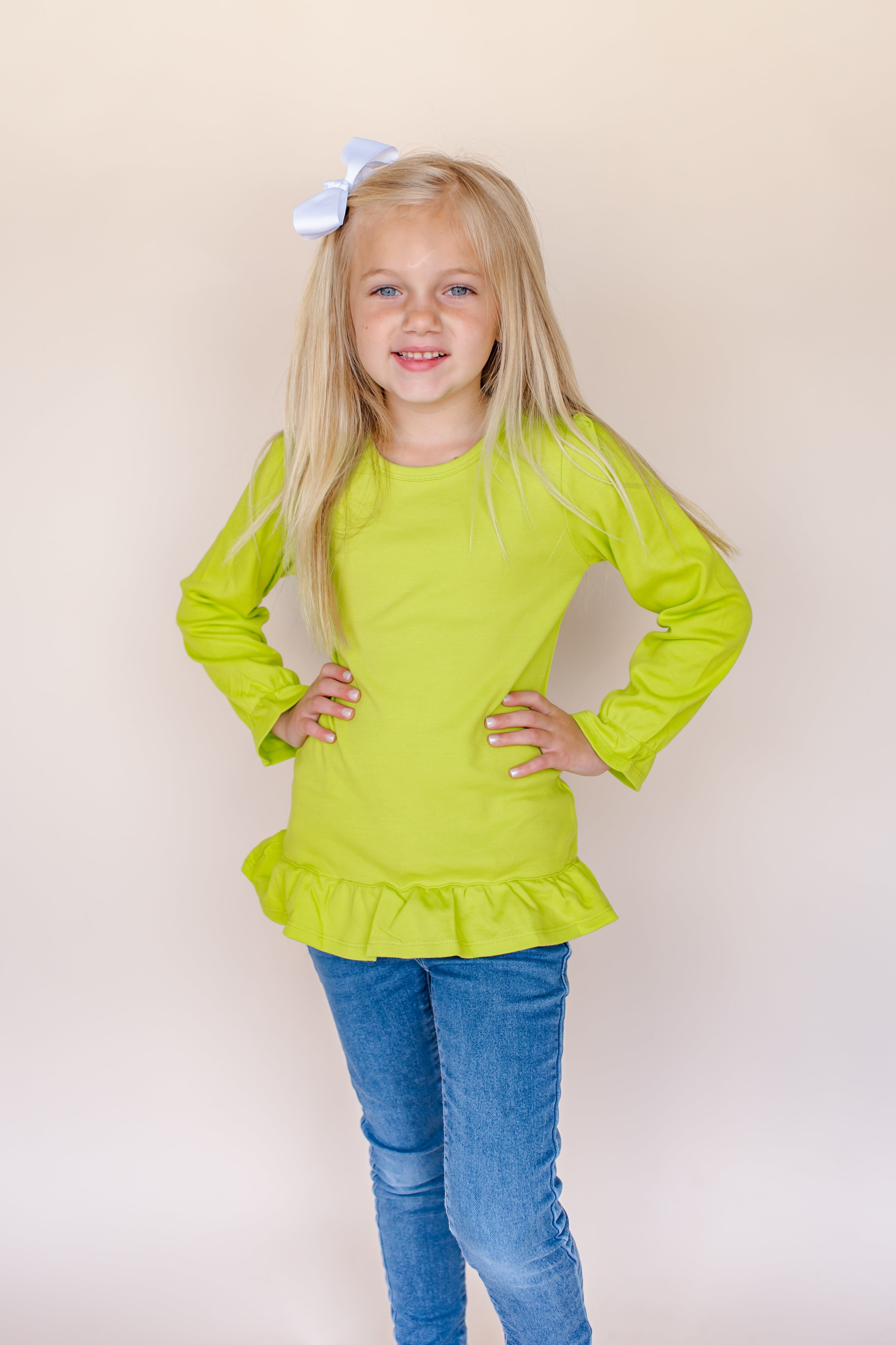 Girl's Long Sleeve Ruffle Shirt - ARB Blanks