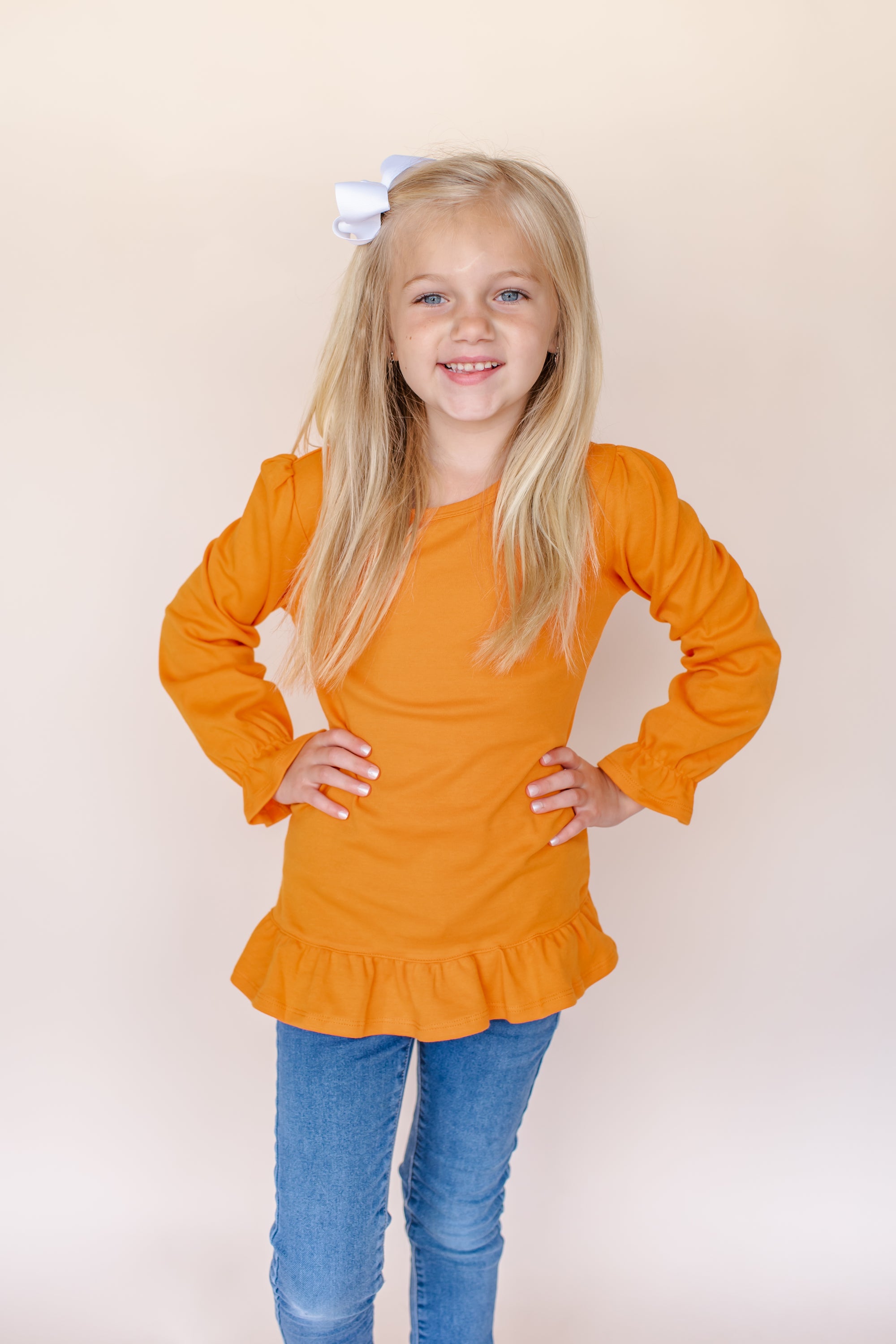 Girl's Long Sleeve Ruffle Shirt - ARB Blanks