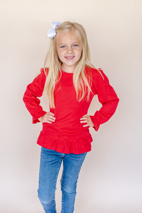Girl's Long Sleeve Ruffle Shirt - ARB Blanks