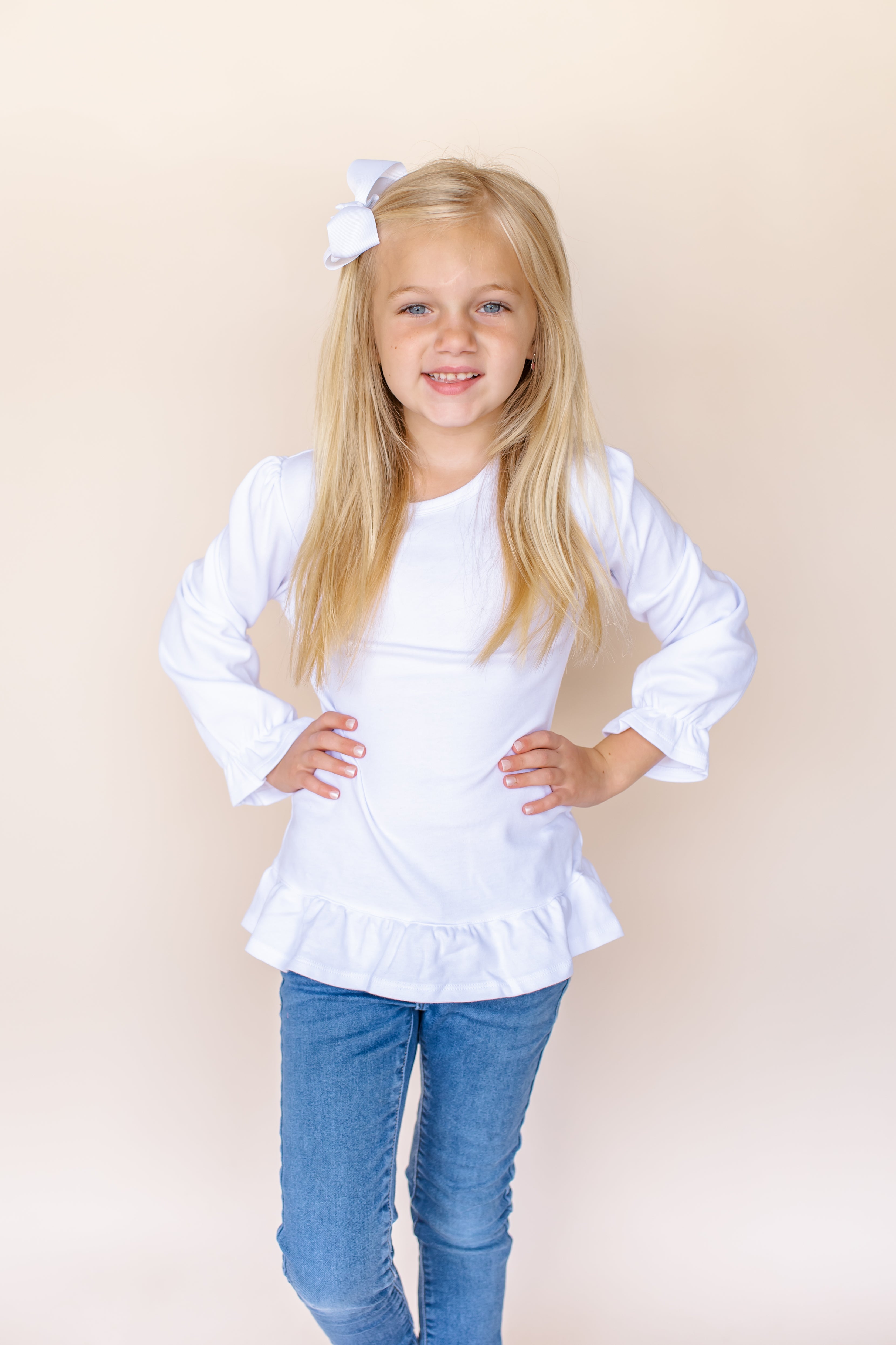 Girl's Long Sleeve Ruffle Shirt - ARB Blanks