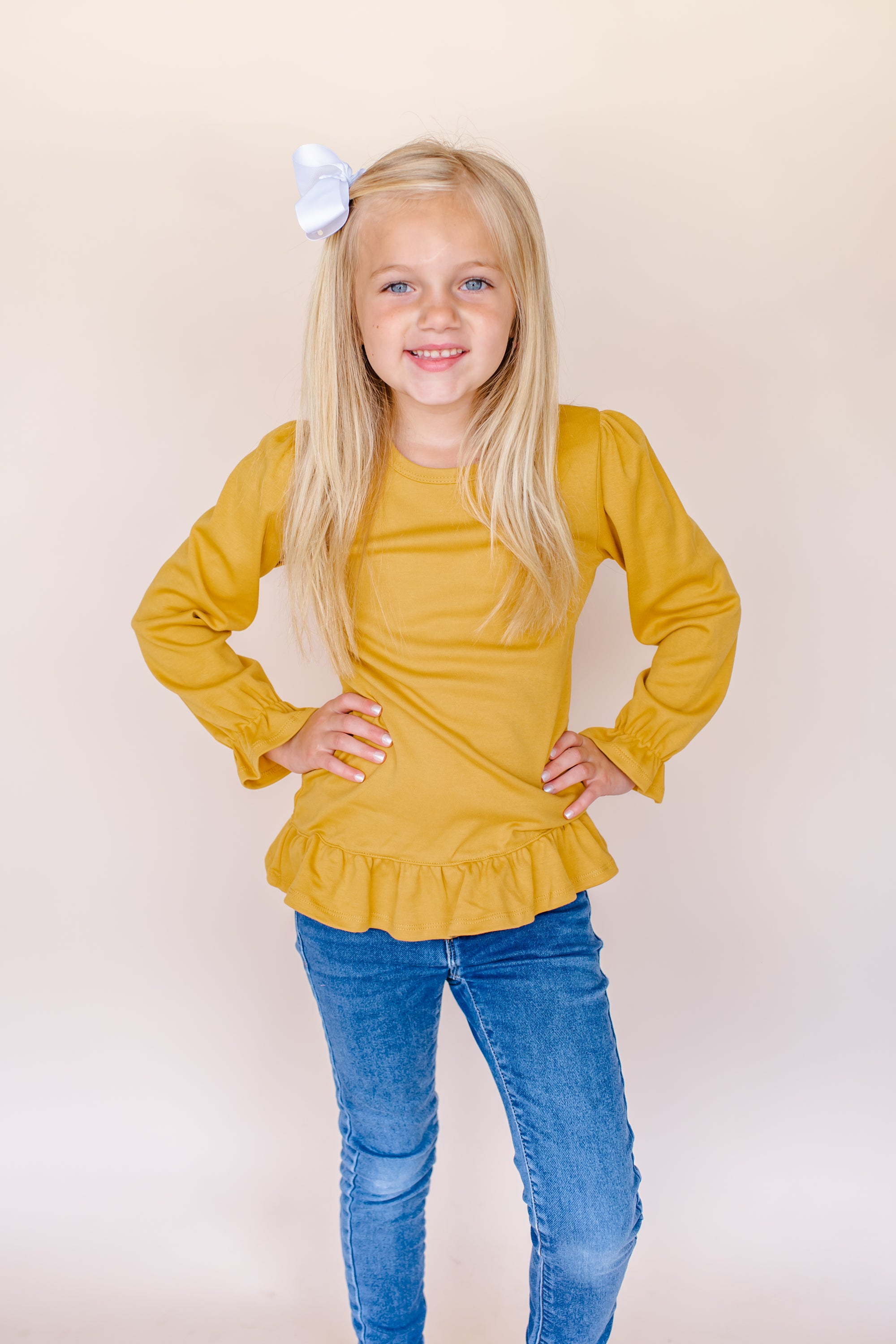 Girl's Long Sleeve Ruffle Shirt (Youth) - ARB Blanks
