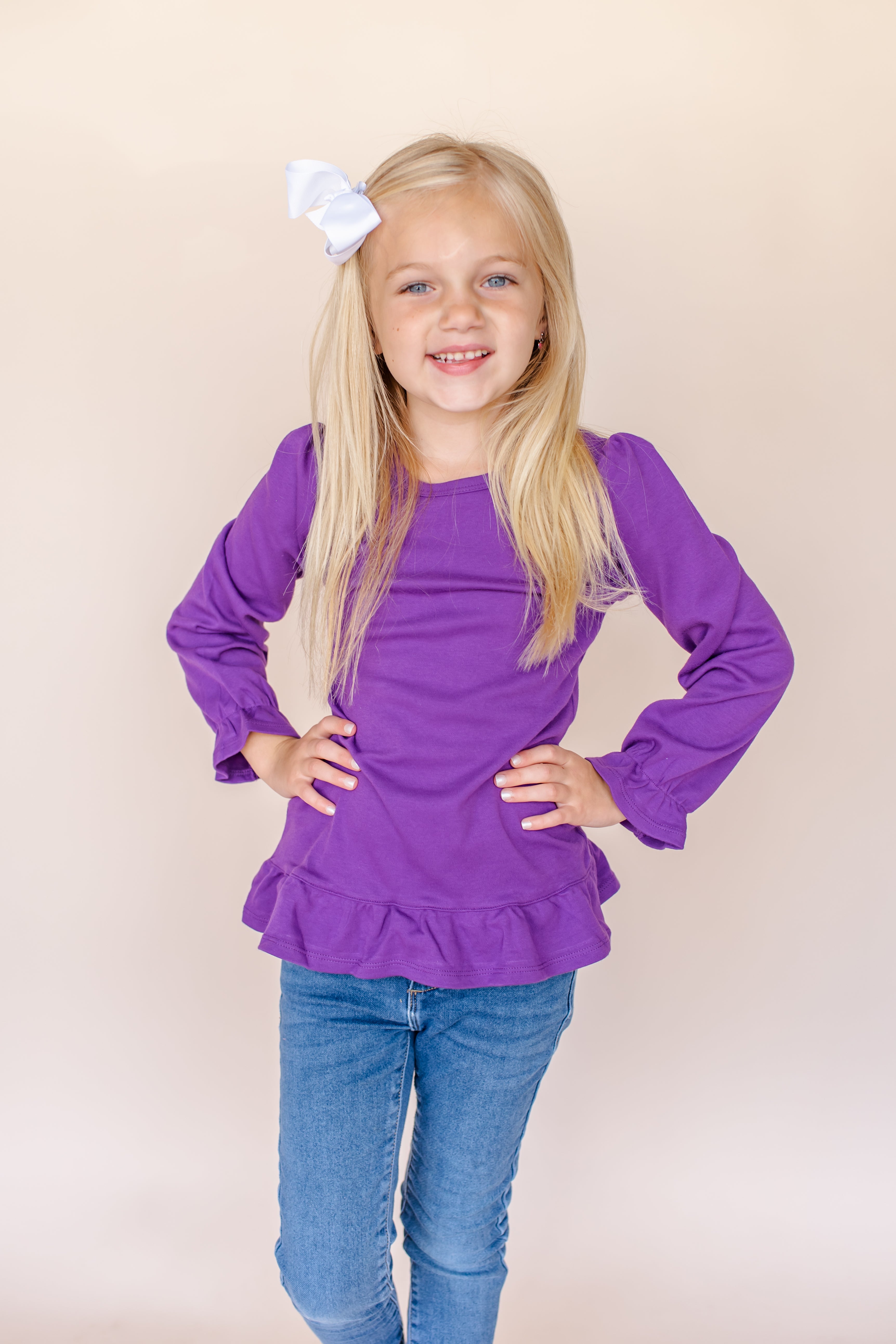 Girl's Long Sleeve Ruffle Shirt - ARB Blanks
