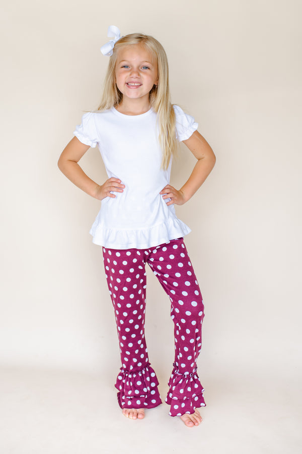 Girl's Polka Dot Ruffle Pants - ARB Blanks