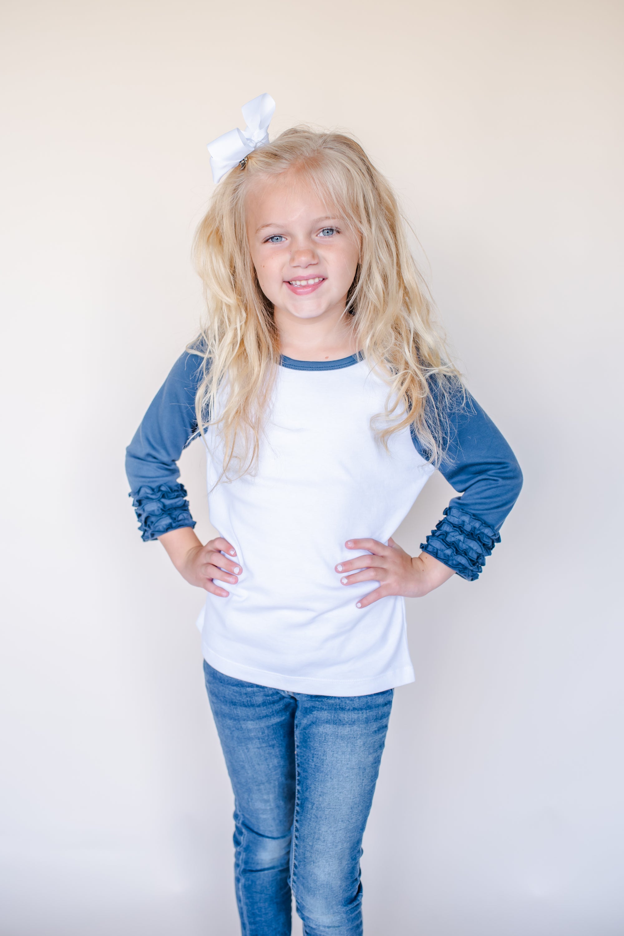 Girl's Solid Triple Ruffle Raglan - ARB Blanks