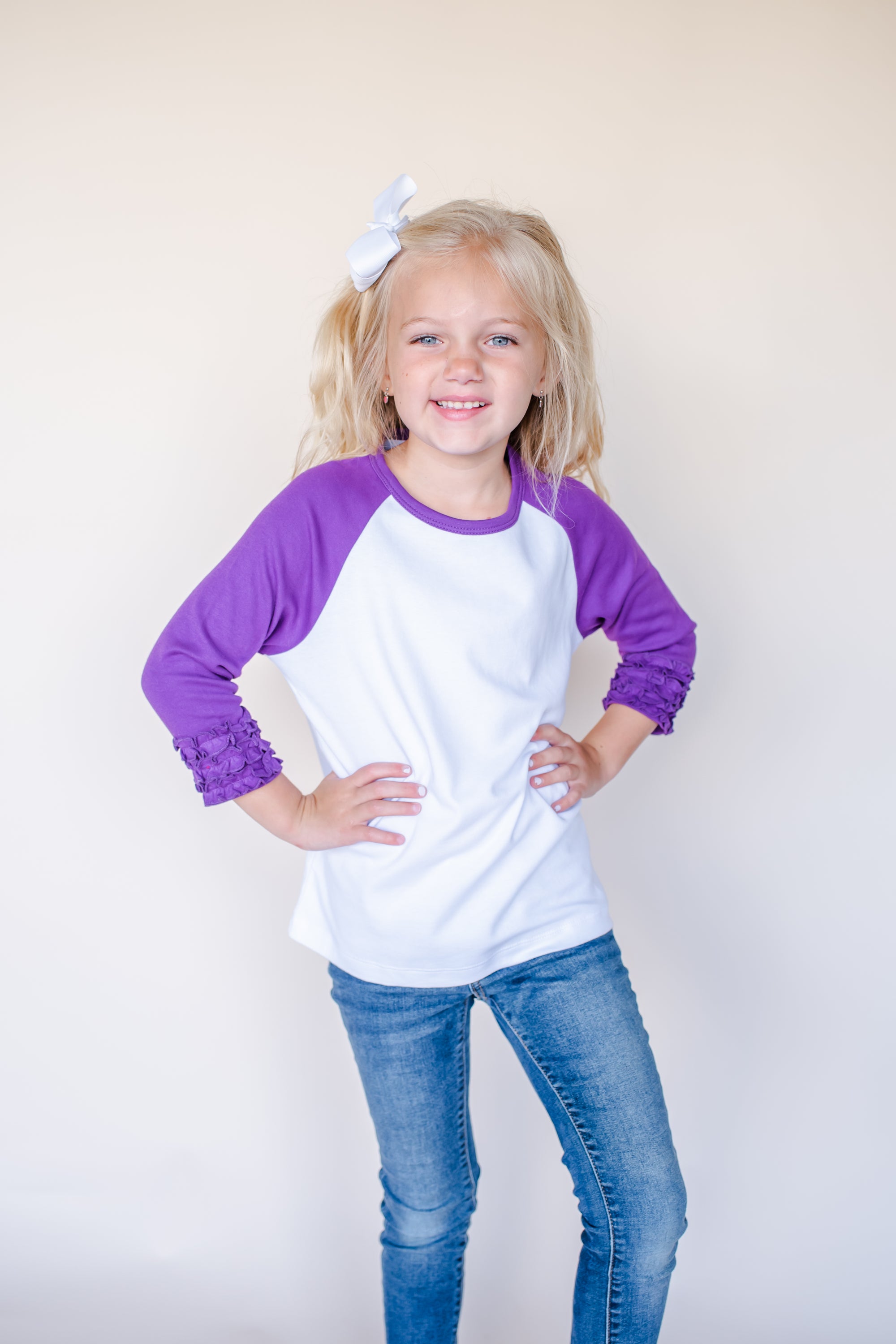 Girl's Solid Triple Ruffle Raglan - ARB Blanks
