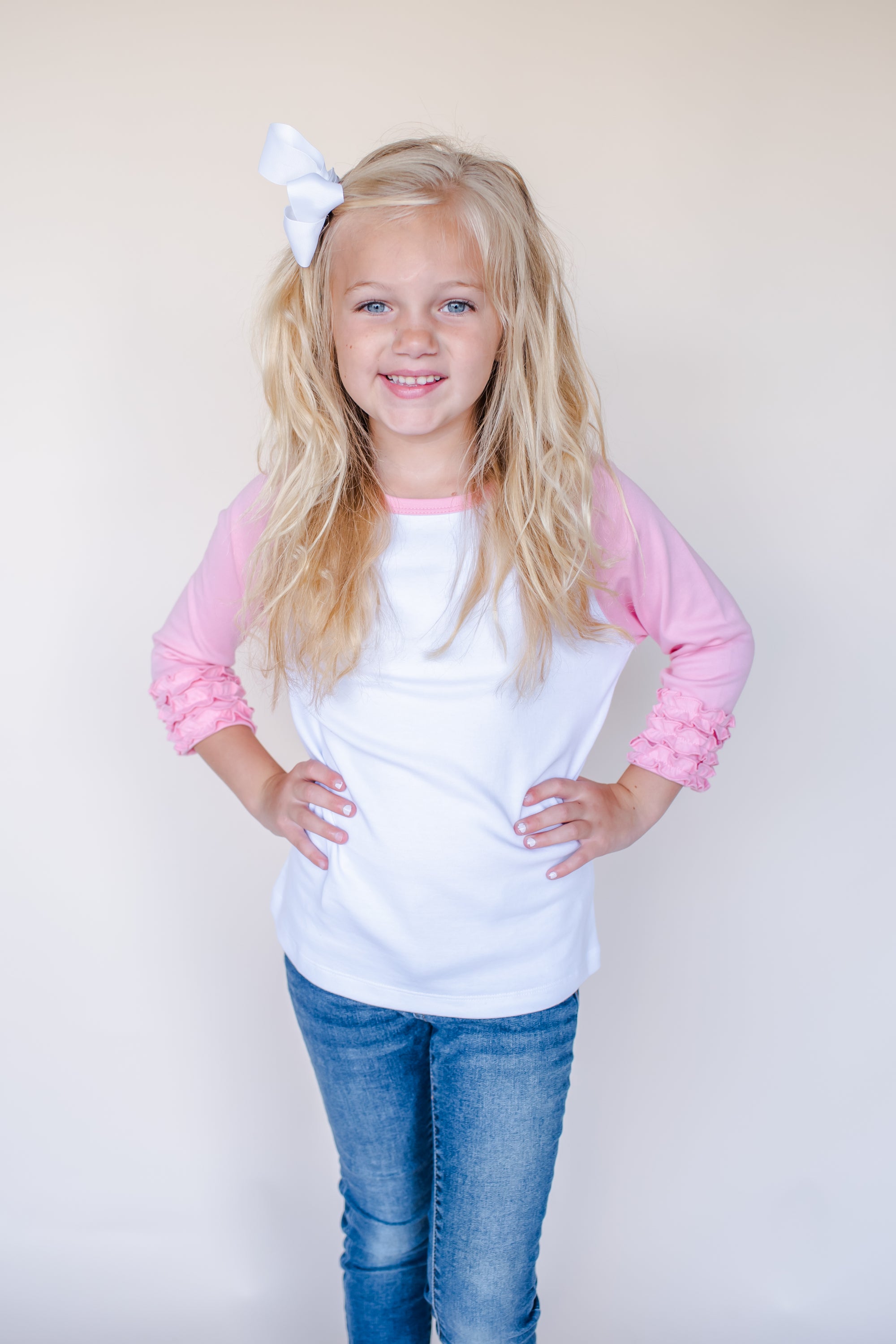 Girl's Solid Triple Ruffle Raglan - ARB Blanks