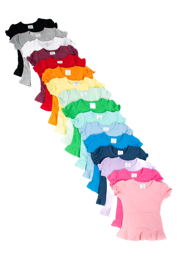 Girl's Short Sleeve Ruffle Shirt (12M-Toddler) - ARB Blanks