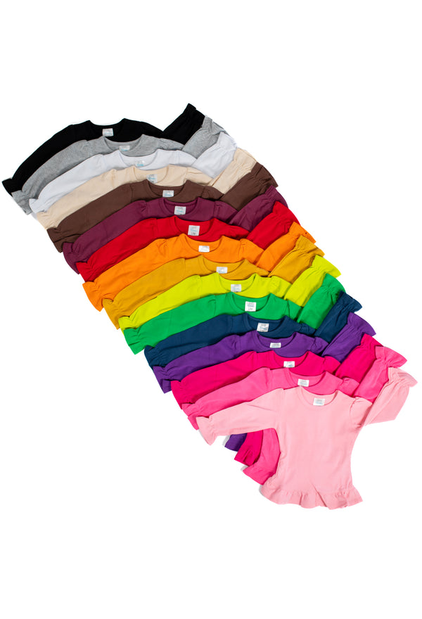 Girl's Long Sleeve Ruffle Shirt - ARB Blanks